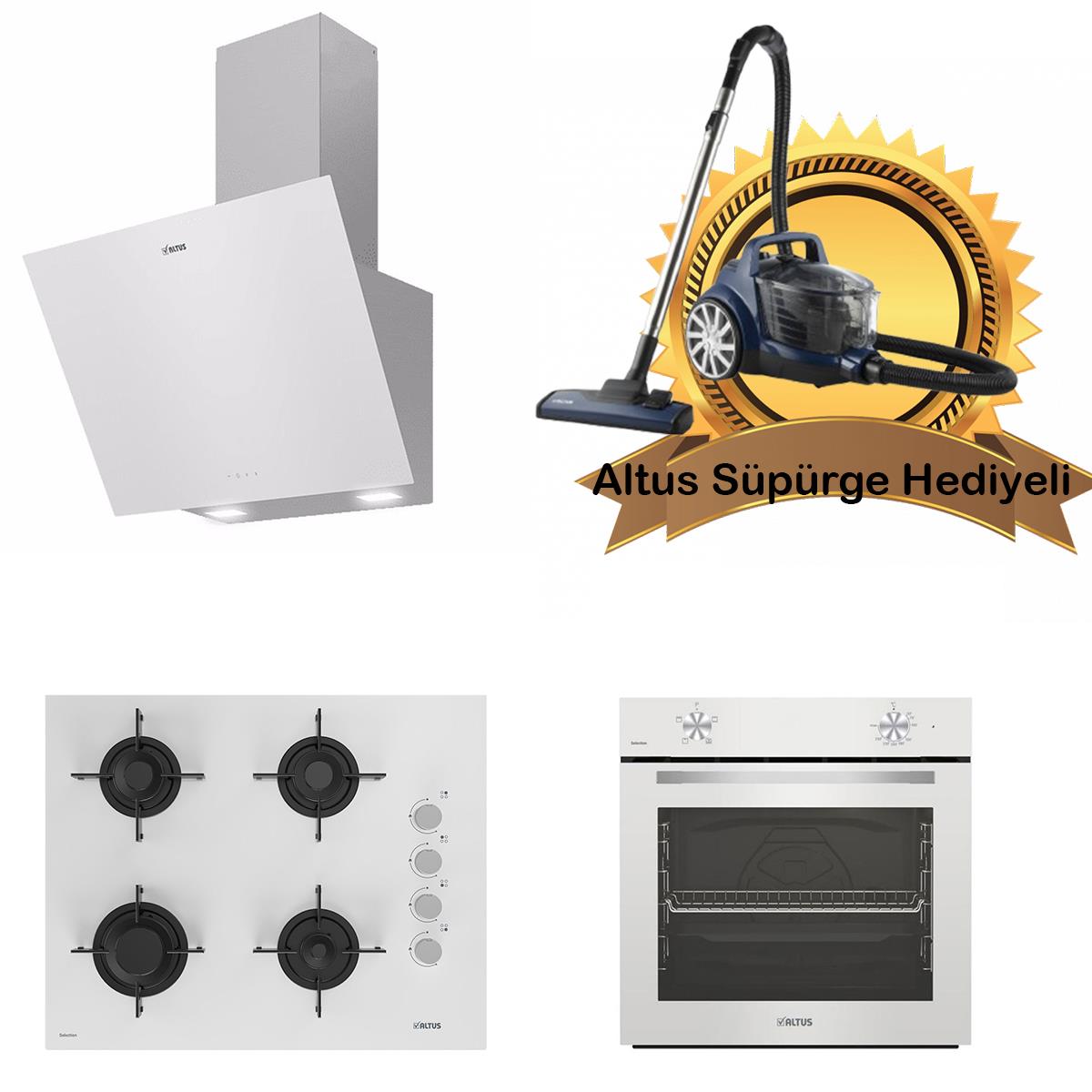 Altus Beyaz Cam Ankastre Set 570 W - 159 Dw- 310 Hw - (Altus Süpürge ...